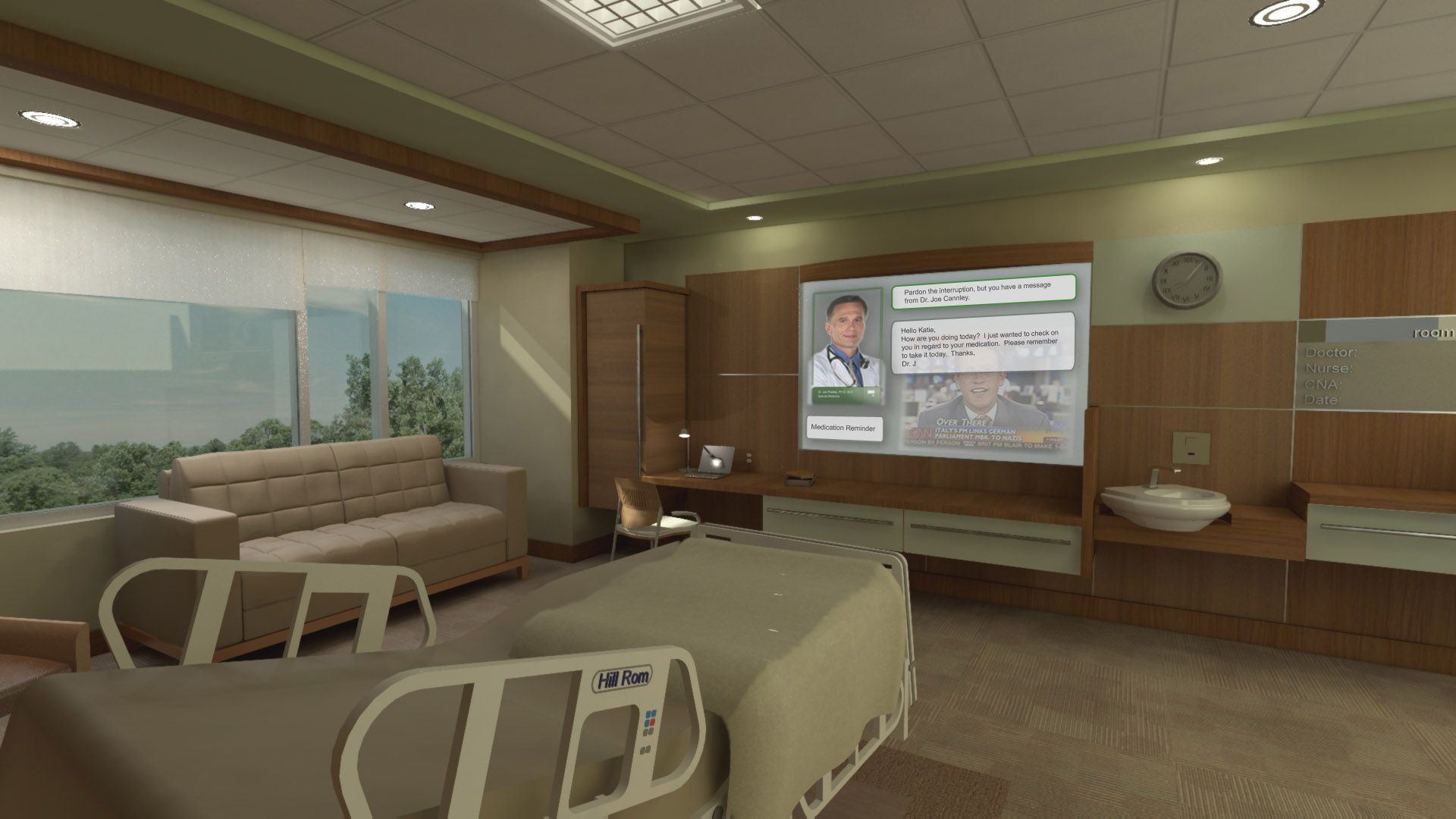 Patient Room Rendering - Ryan Baker Cameron
